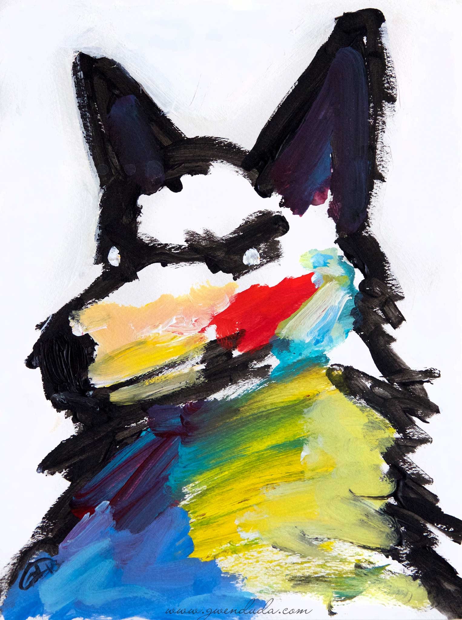 MAD DOG Art Original Acrylic Painting 9 X 12 Inches Expressionistic ...