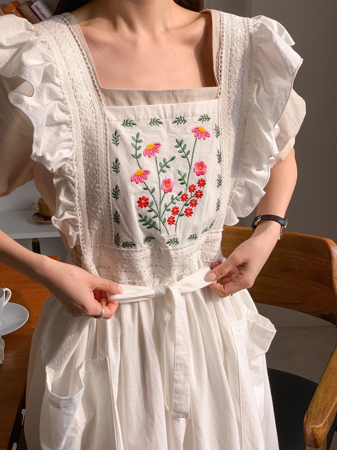 Plain Embroidered Princess Apron Dress - Etsy