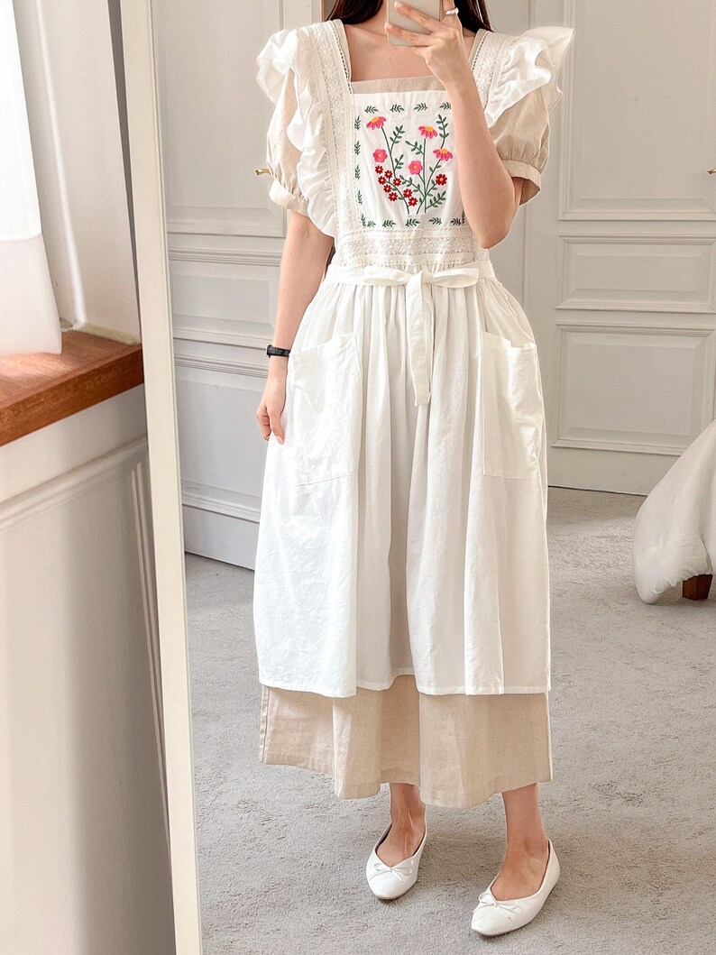 Plain Embroidered Princess Apron Dress - Etsy