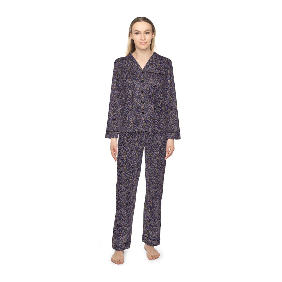 Cheetah Pattern Satin Pajamas | Women's Two-piece Sleep Set - Etsy