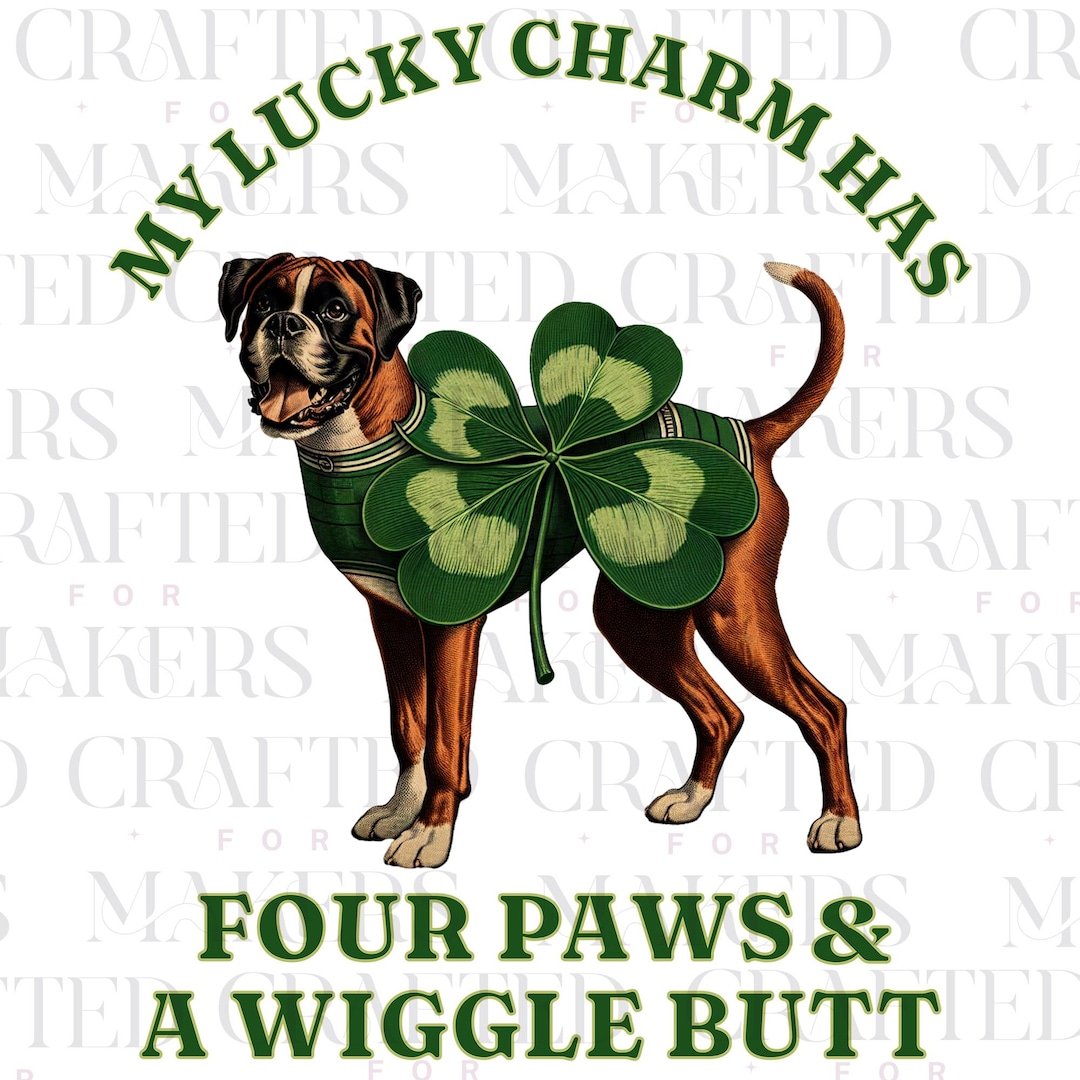 Shamrock Boxer PNG, Leprechaun Boxer Digital Design Instant Download St ...