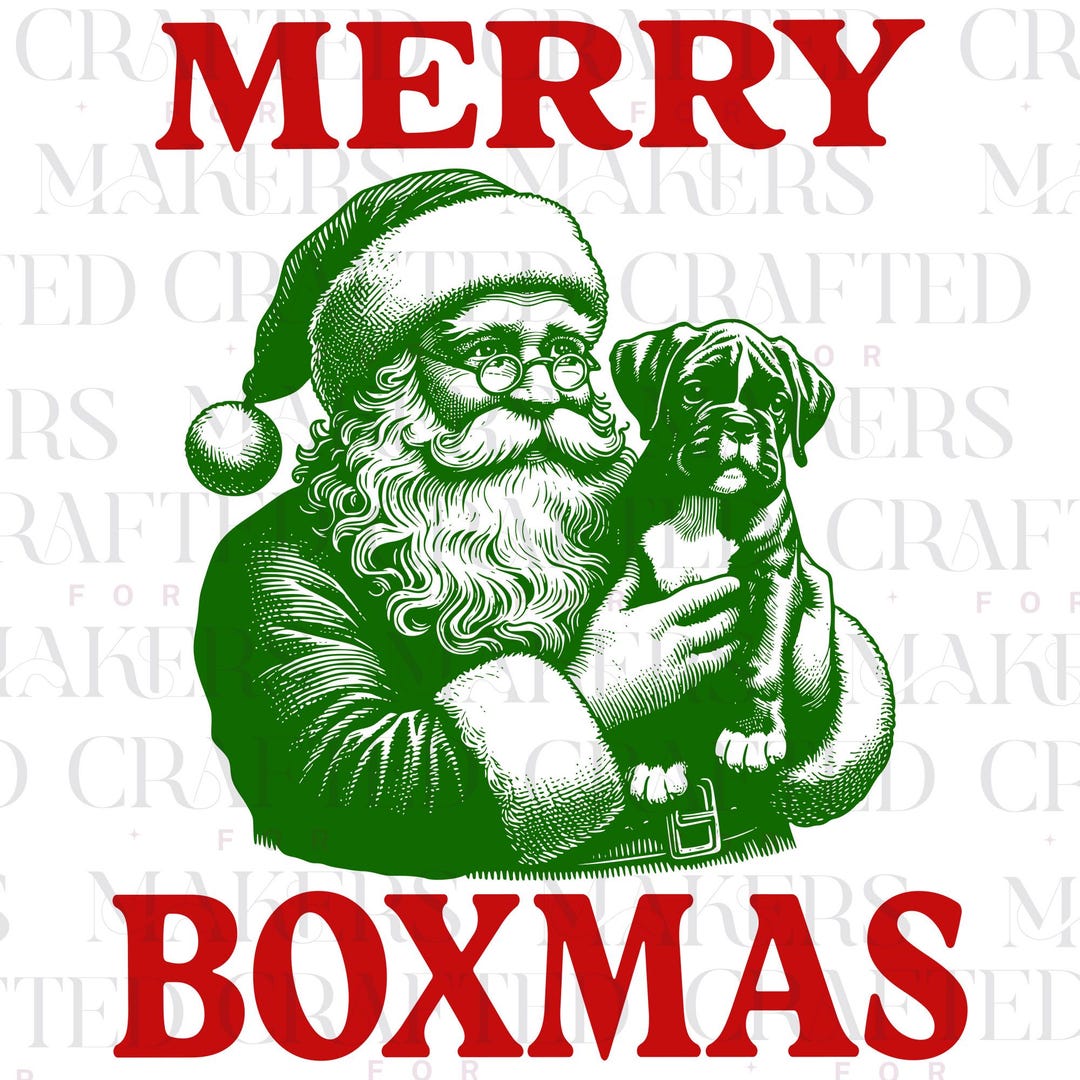 Santa Boxer PNG, Christmas Boxer Dog Digital Design Xmas Boxer Clip Art ...
