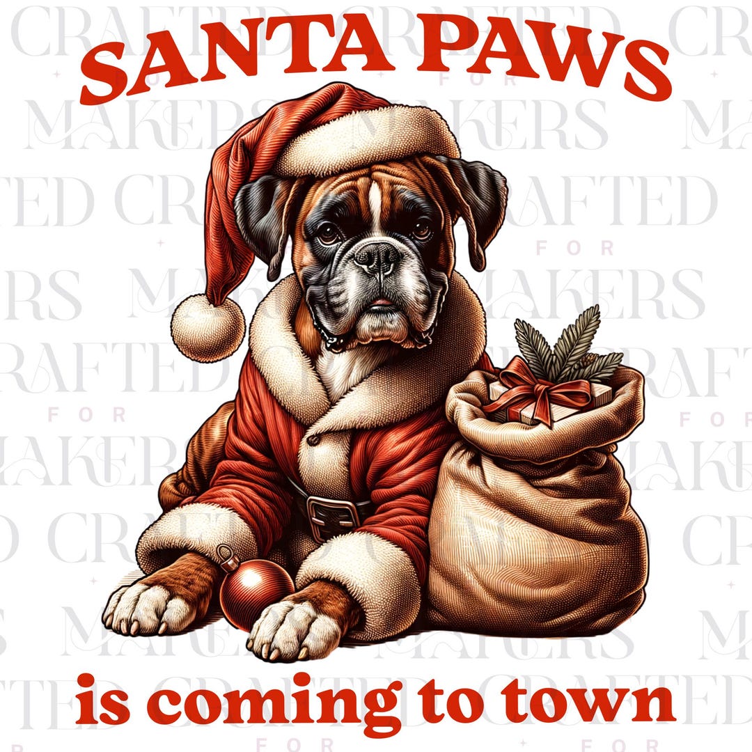 Christmas Boxer PNG, Santa Boxer Dog Digital Design Xmas Boxer Clip Art ...