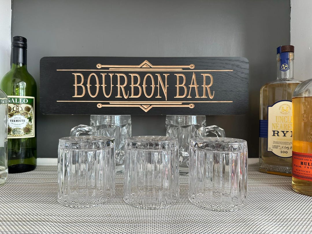 Bourbon Bar - Bar Shelf Sign With Eclectic Border- Great Wood Art Gift ...