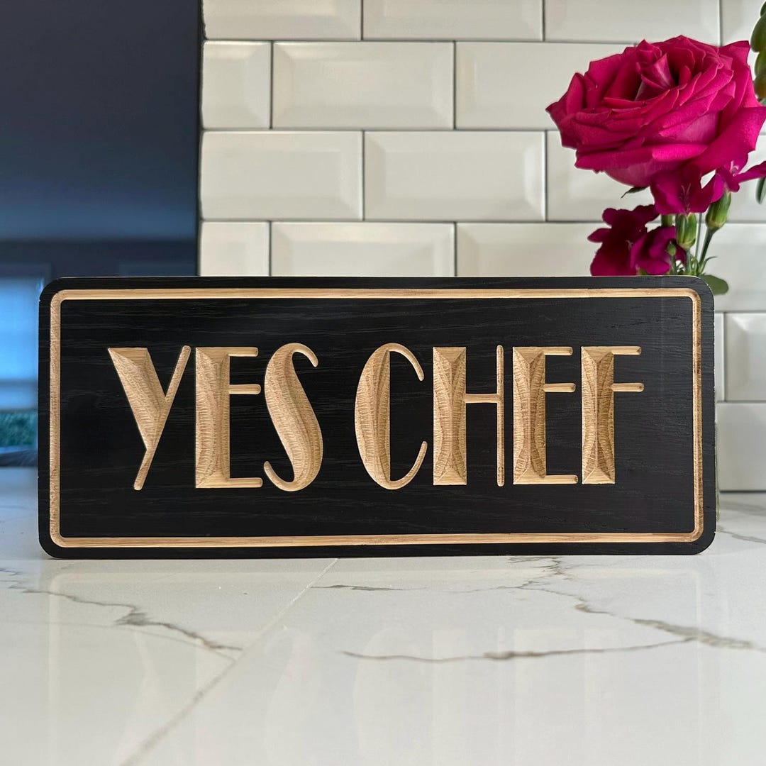 Yes Chef Sign : Solid Wood Kitchen Shelf Art (5" X 12") - Etsy
