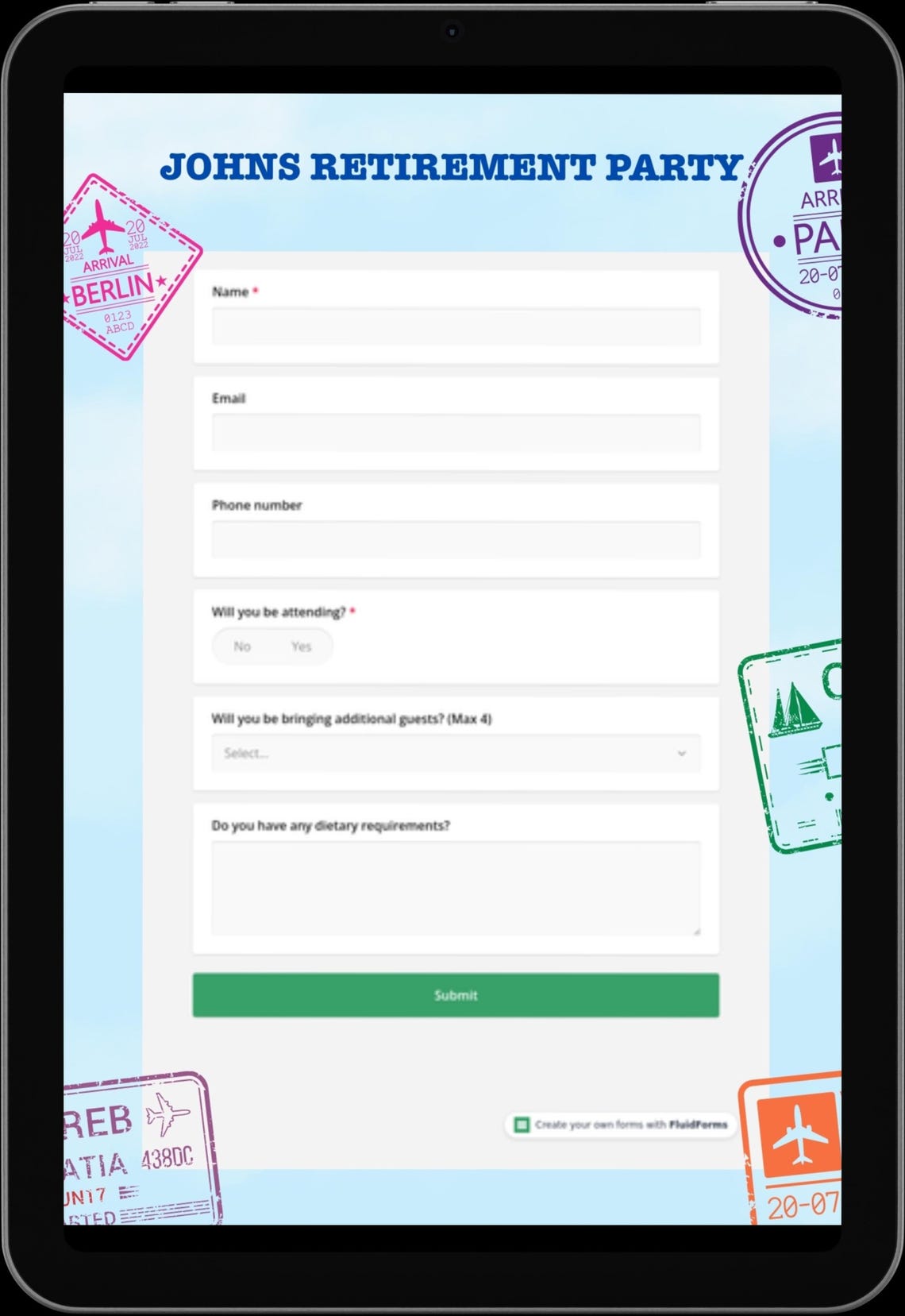 Retirement Invitation With QR Code, Editable, Travel Theme ...