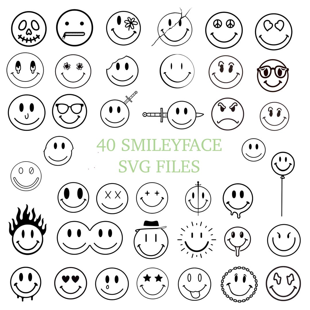 40 Hand-drawn Smiley Faces SVG Bundle, Smiley Svg ,smiley Face Svg ...