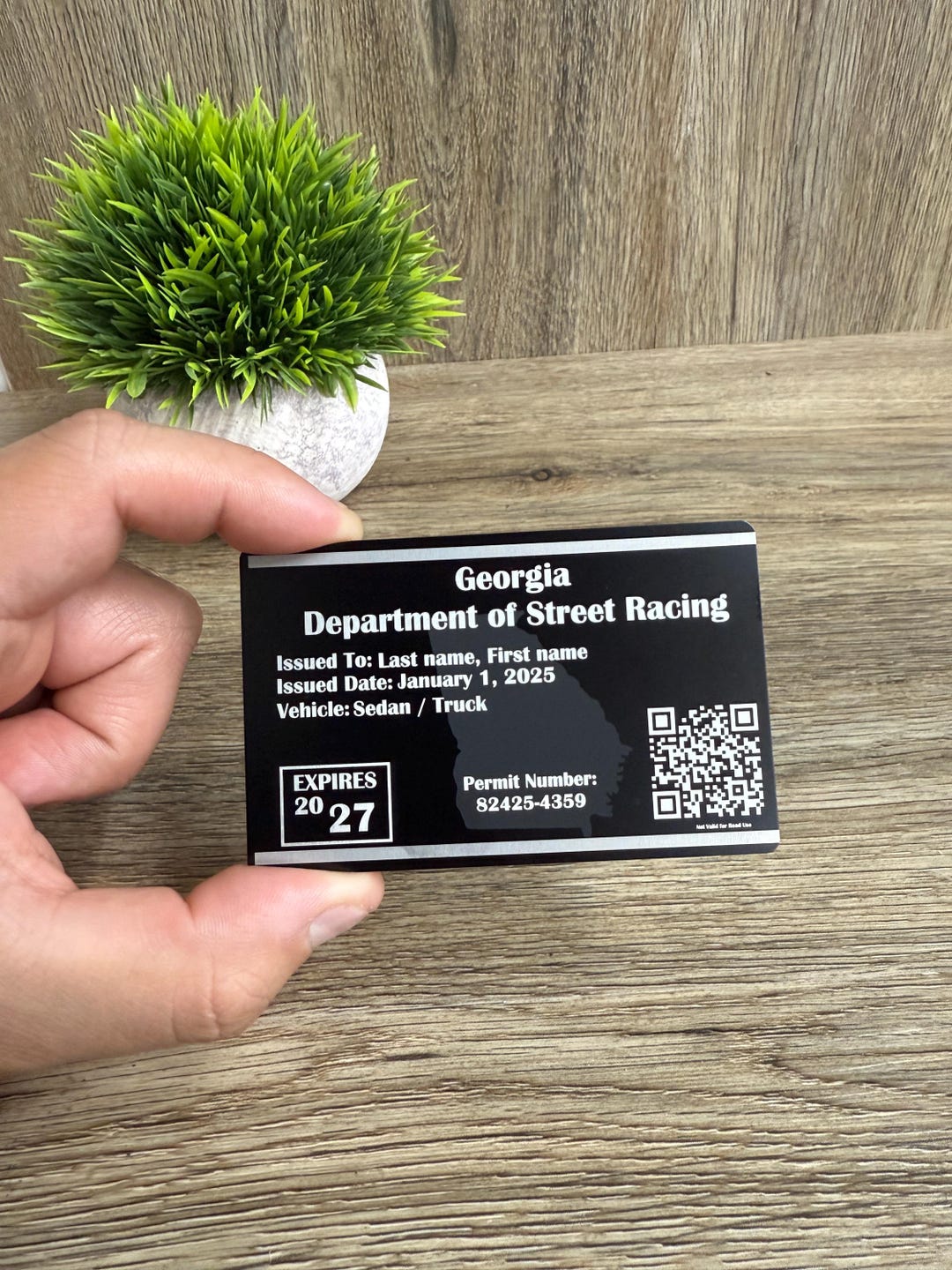 Custom Engraved Georgia Racing Permit: Novelty Gift for Car Enthusiasts ...