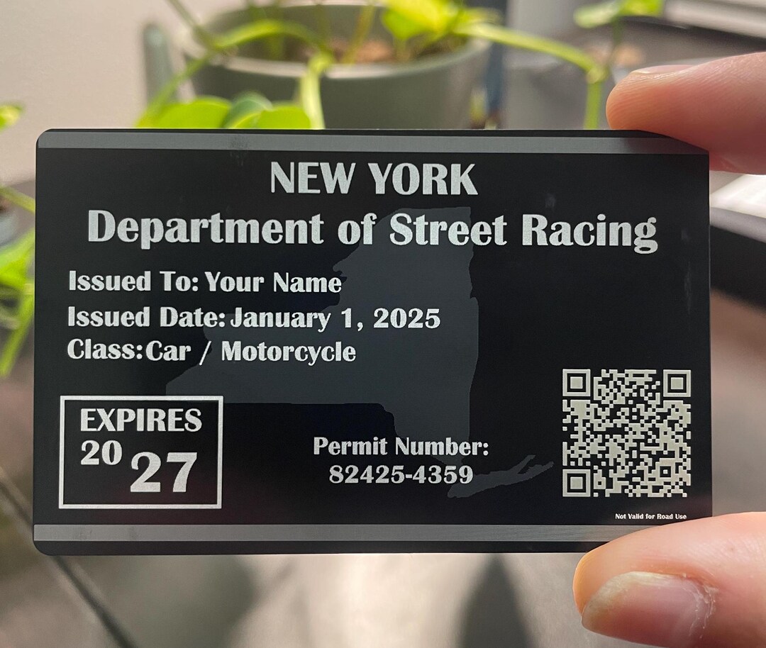 Custom Engraved Metal Racing Permit: Novelty Car Enthusiast Gift - Etsy