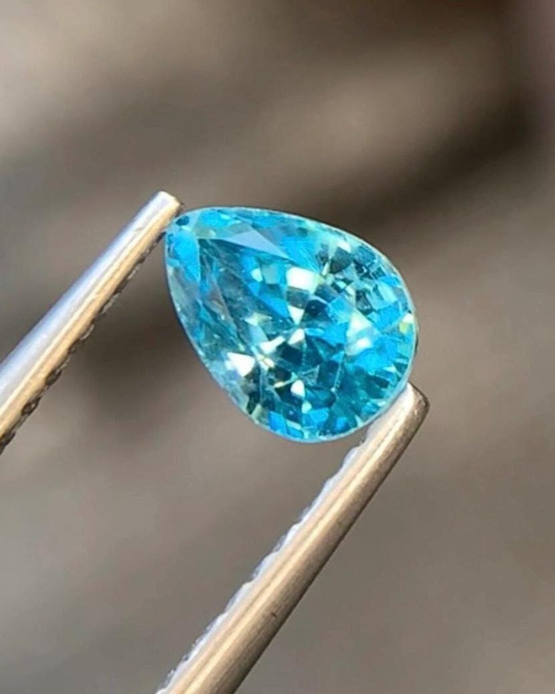 1.29ct Natural Cambodian Blue Zircon, Pear Shape, Eye-catching Vibrant ...