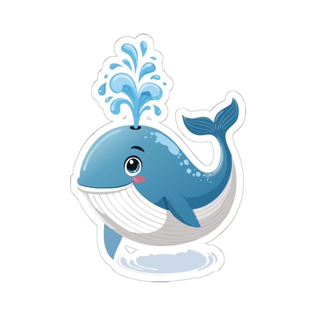 Wally Whale - Die-cut Stickers, Adorable Ocean Animal Decals, Laptop ...