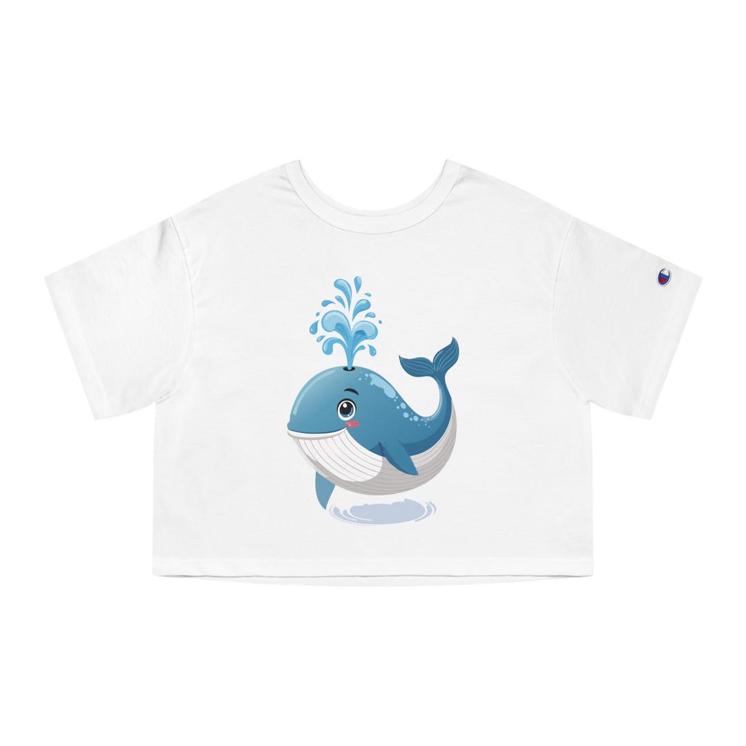 Wally Whale - Cropped T-shirt, Cute Whale Shirt, Cozy Graphic Tee ...