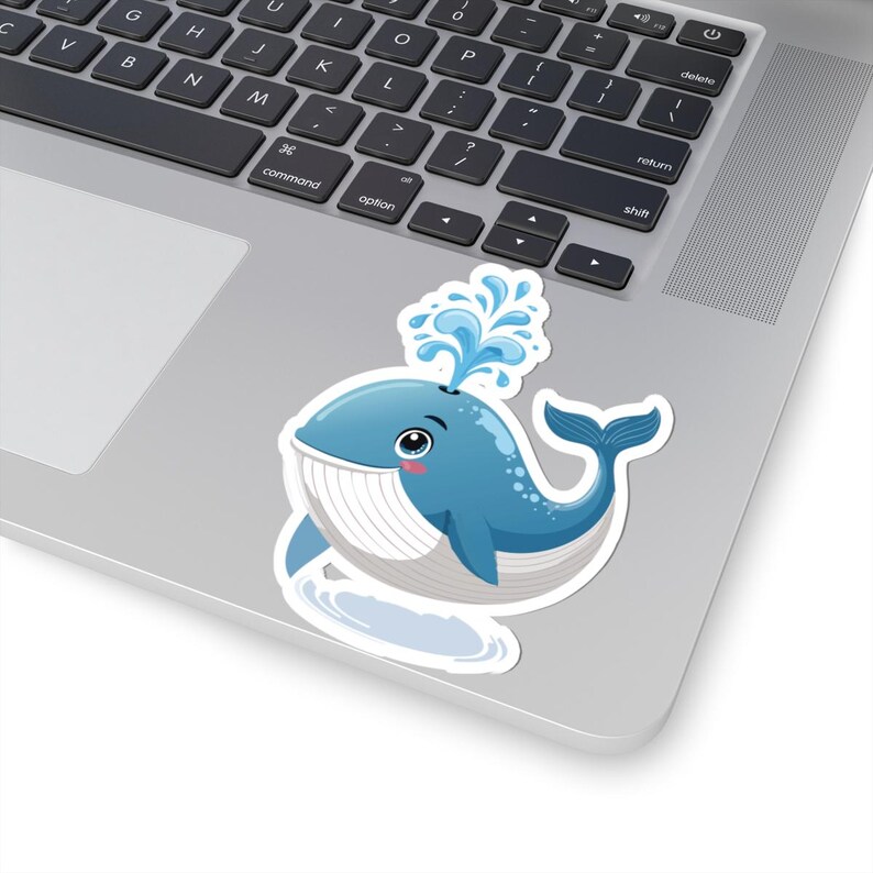 Wally Whale - Die-cut Stickers, Adorable Ocean Animal Decals, Laptop ...