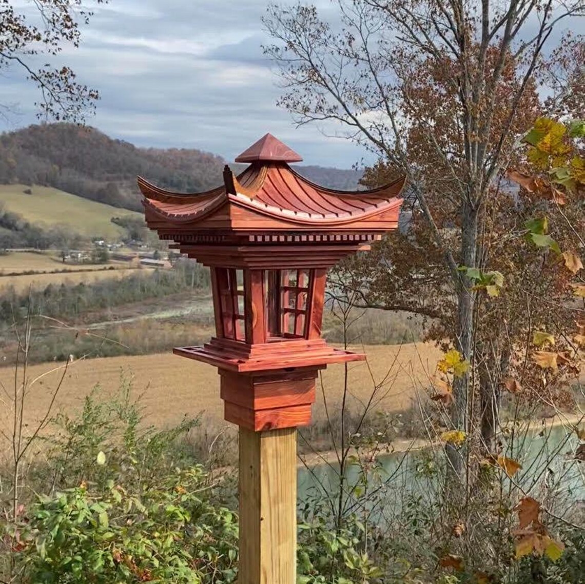 Handmade Red Cedar Pagoda Bird Feeder - Detachable Roof - Etsy