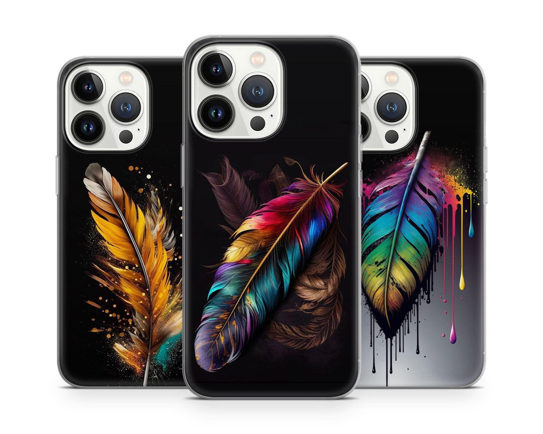 Whimsical Feather Phone Cases Designs for iPhone 16 15 14 13 12 Pro Max ...
