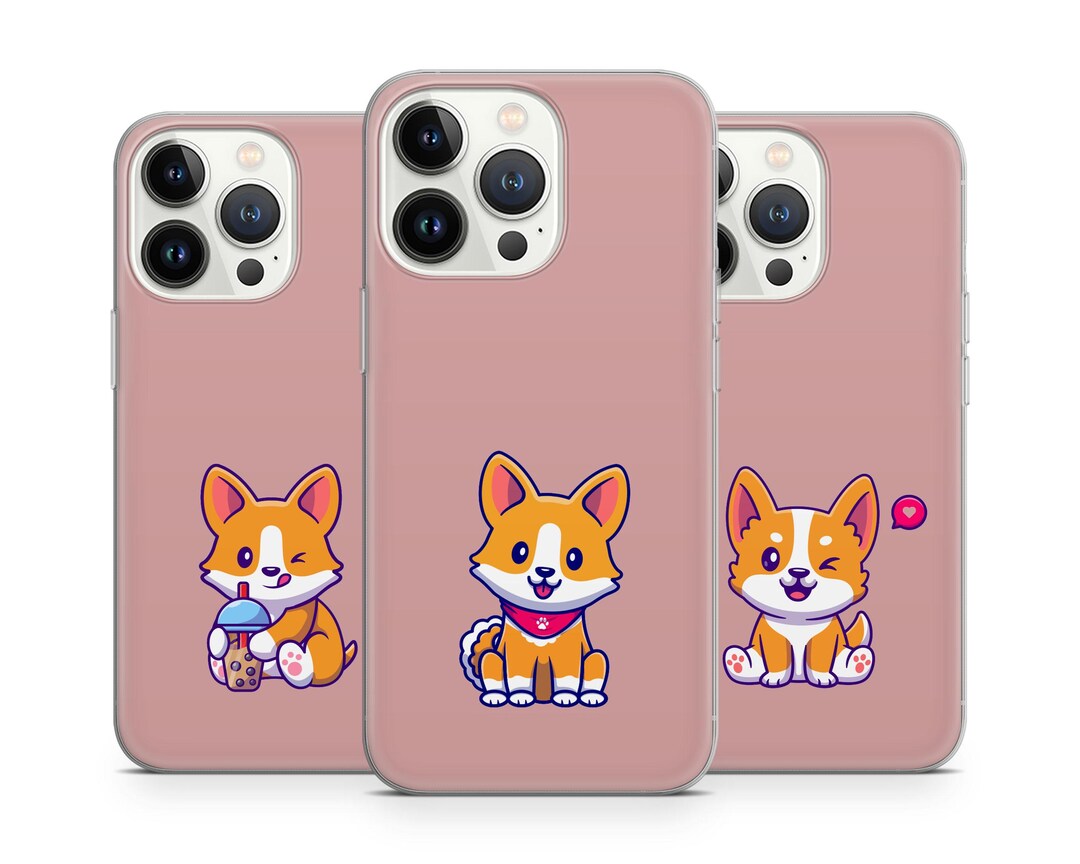 Cute Cartoon Corgi Dog Phone Covers Designs for iPhone 16 15 14 13 12 ...