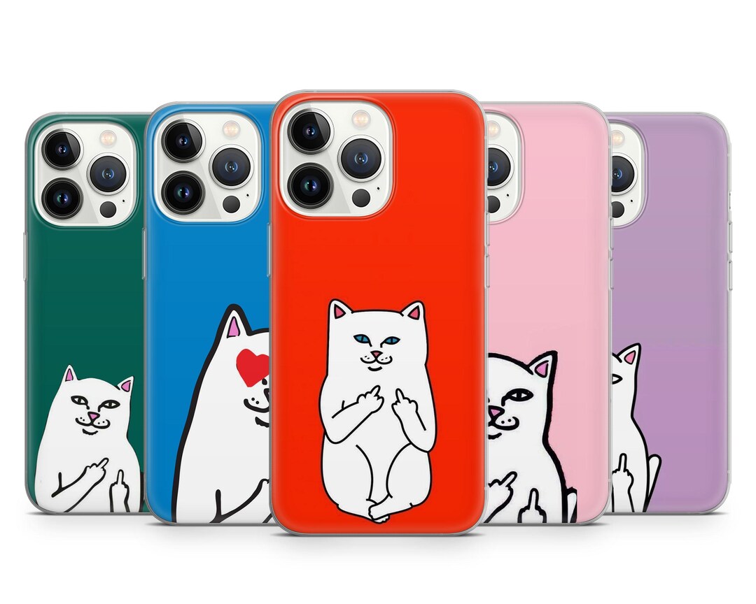 Savage Kitty – Middle Finger Cat Case for iPhone 16 15 14 13 12 Pro Max ...