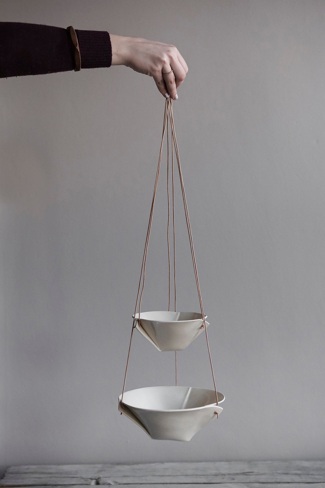 Fold Bowl Hanging Porcelain Planters - Etsy