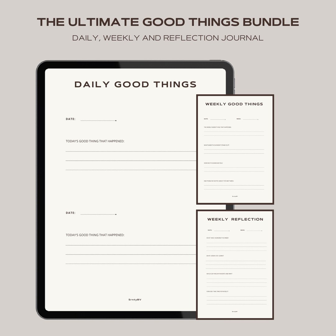 Good Things Journal Bundle - Printable Gratitude & Reflection Journal ...
