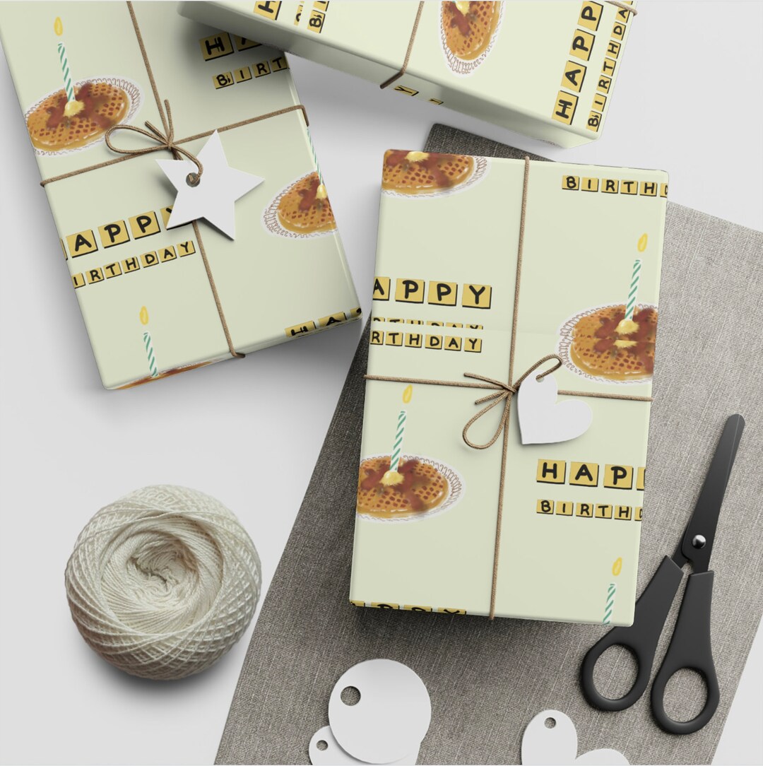 5' Roll, Happy Birthday Waffle Wrapping Paper Roll - Etsy