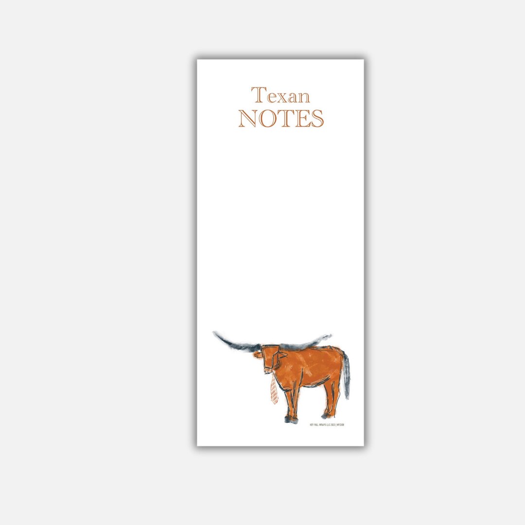 TEXAN NOTES Longhorn Notepad - Etsy