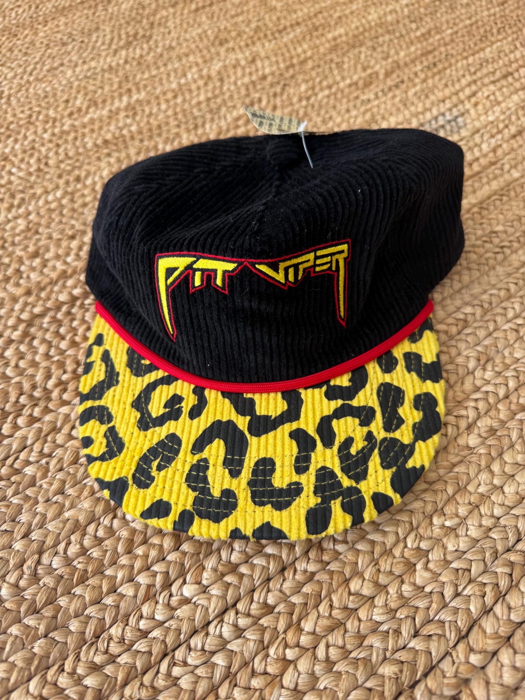 Pit Viper Corduroy Rope Trucker Hat Cheetah Print Black and Yellow ...