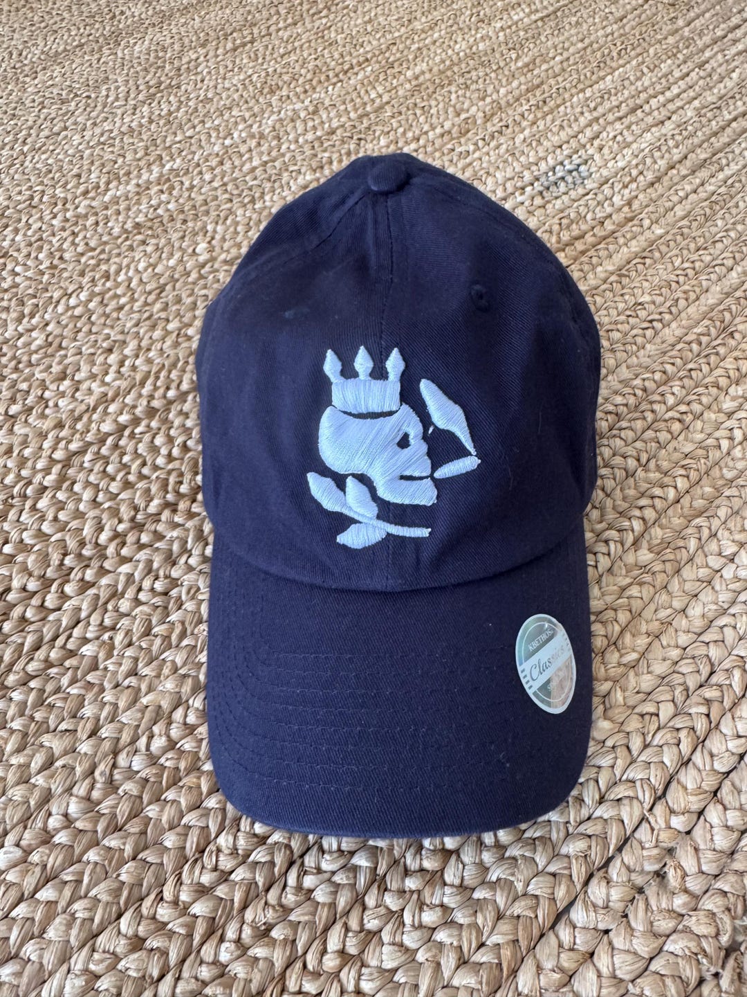 New Dark Navy Blue Smoking Skull King Hat - Adjustable Strapback ...