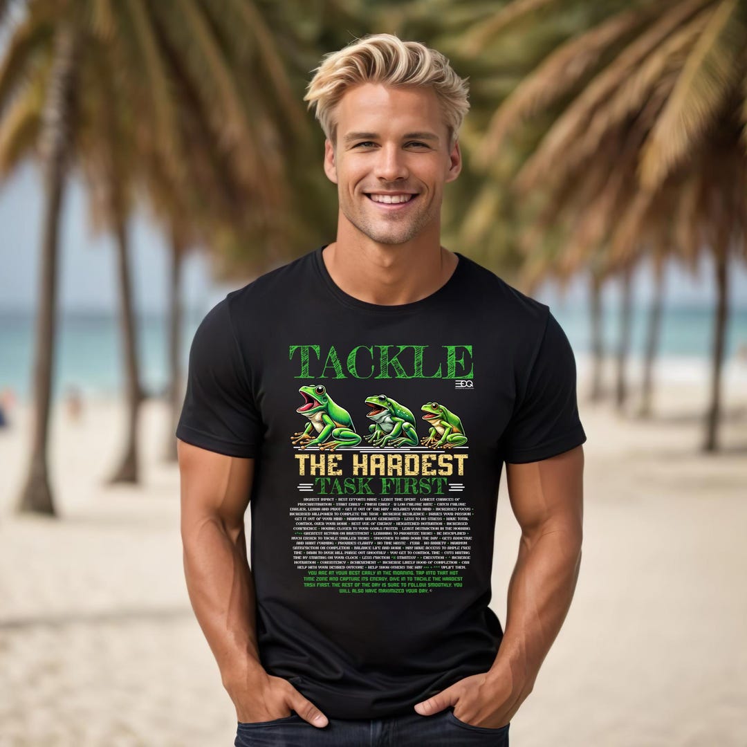 Tackle the Hardest Task First Shirts, Funny Frog Shirts, Custom Graphic ...