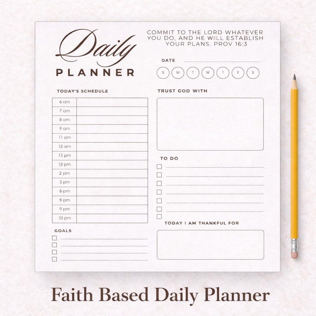 Christian Daily Planner Template PDF | Daily Schedule & To-do List ...