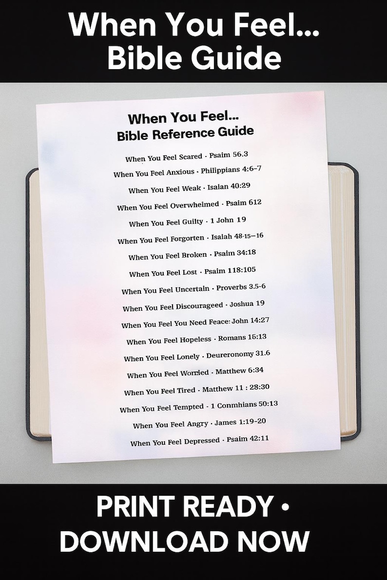 Bible Verses for Difficult Emotions Printable | Scripture Guide for ...