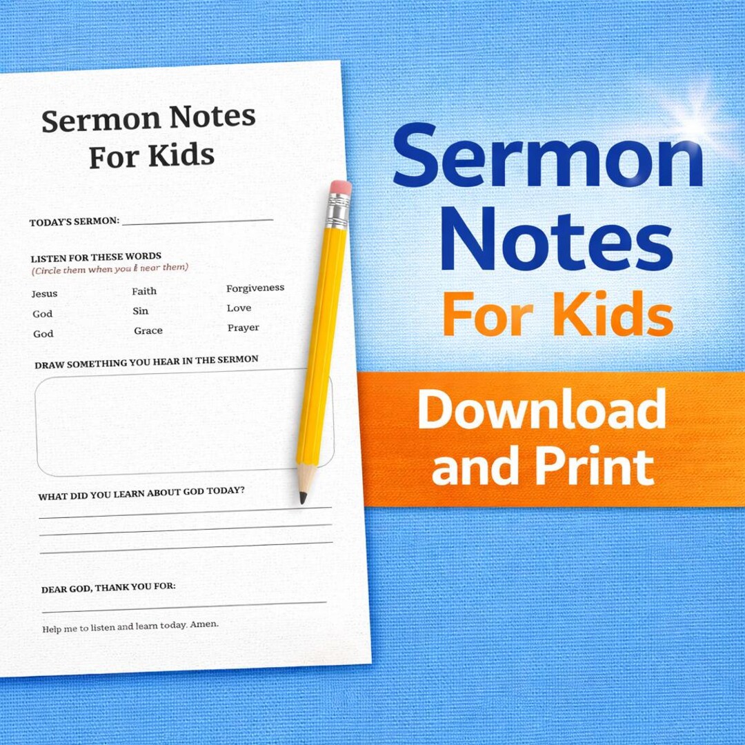 Children's Sermon Notes & Activity | Printable Kid's Church Activity ...