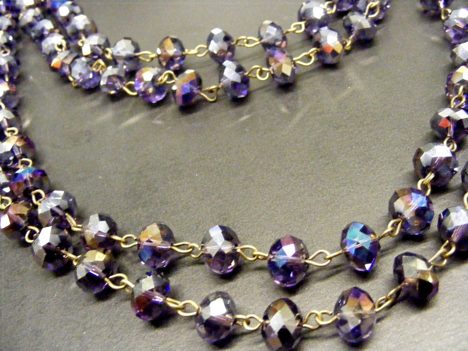 Purple Glass Crystal Opera Double Strand Necklace - Free US Shipping - Etsy