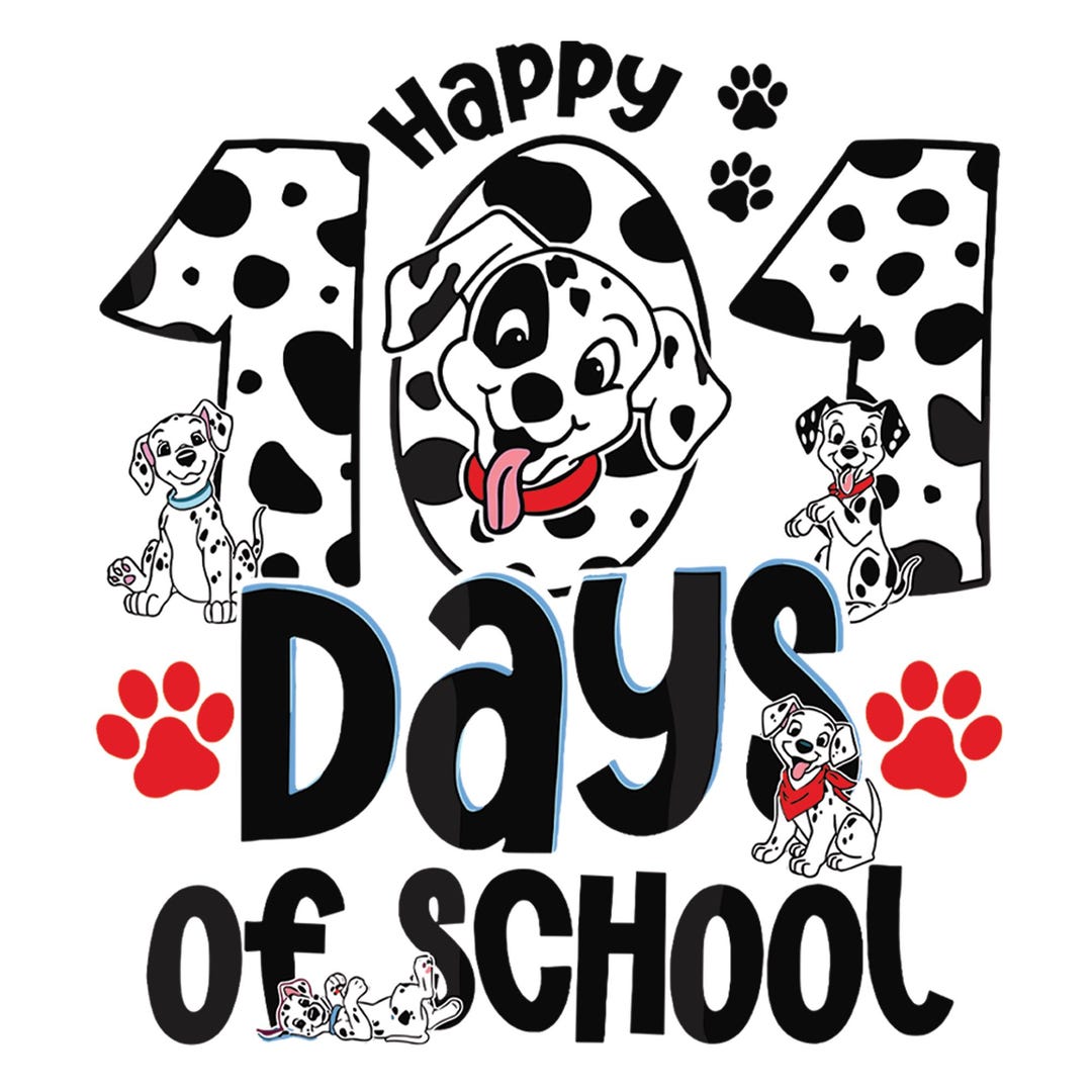 101 Days of School SVG PNG Dalmatian Paws Digital Design for Teachers ...