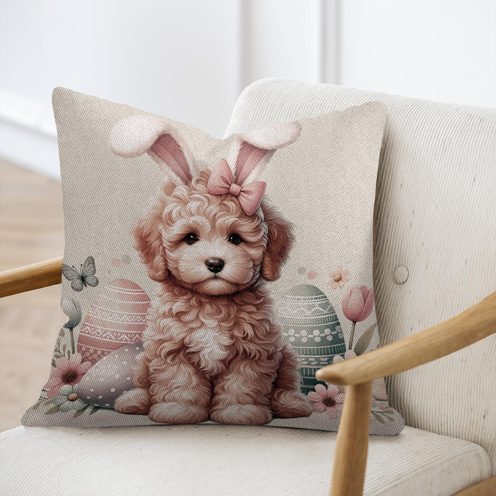 Easter Goldendoodle Digital PNG, Cute Doodle Dog Clipart With Bunny ...