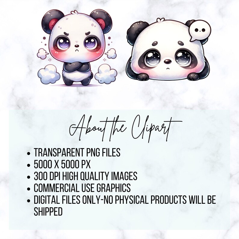 Chibi Panda Emotions Digital Sublimation DTF Clipart PNG Bundle, Kawaii ...
