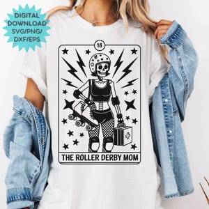 Roller Derby Mom Tarot Card Sublimation DTF Shirt SVG, Cool Skeleton ...
