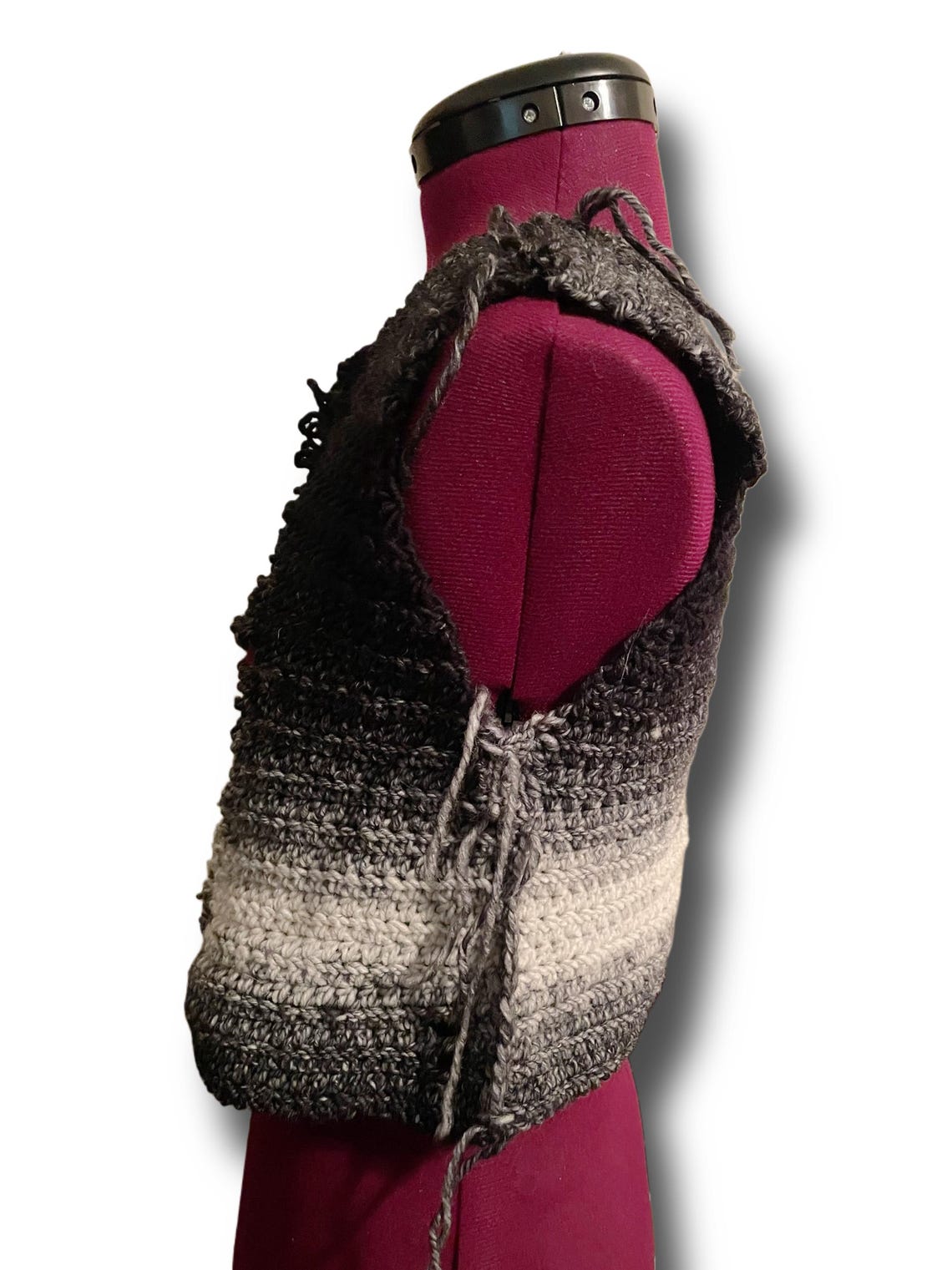 Distressed Crochet Vest With Ribcage Distress Pattern in Front [medium ...