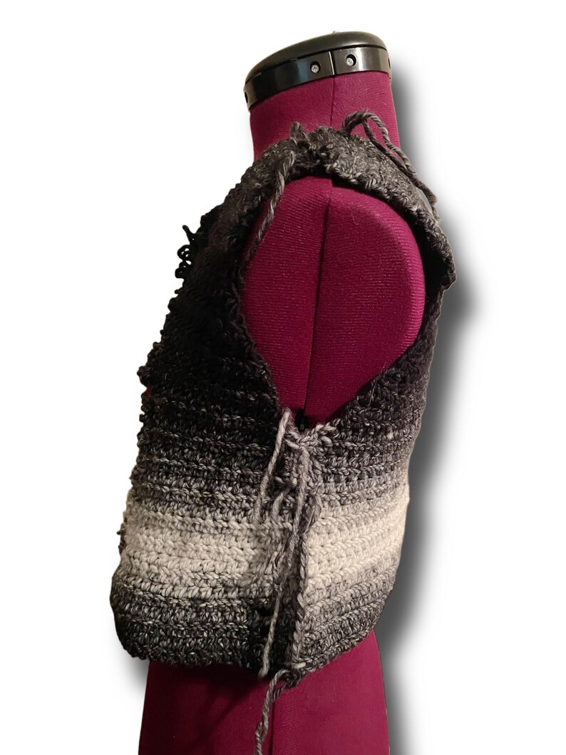 Distressed Crochet Vest With Ribcage Distress Pattern in Front [medium ...