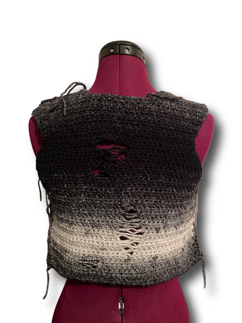 Distressed Crochet Vest With Ribcage Distress Pattern in Front [medium ...