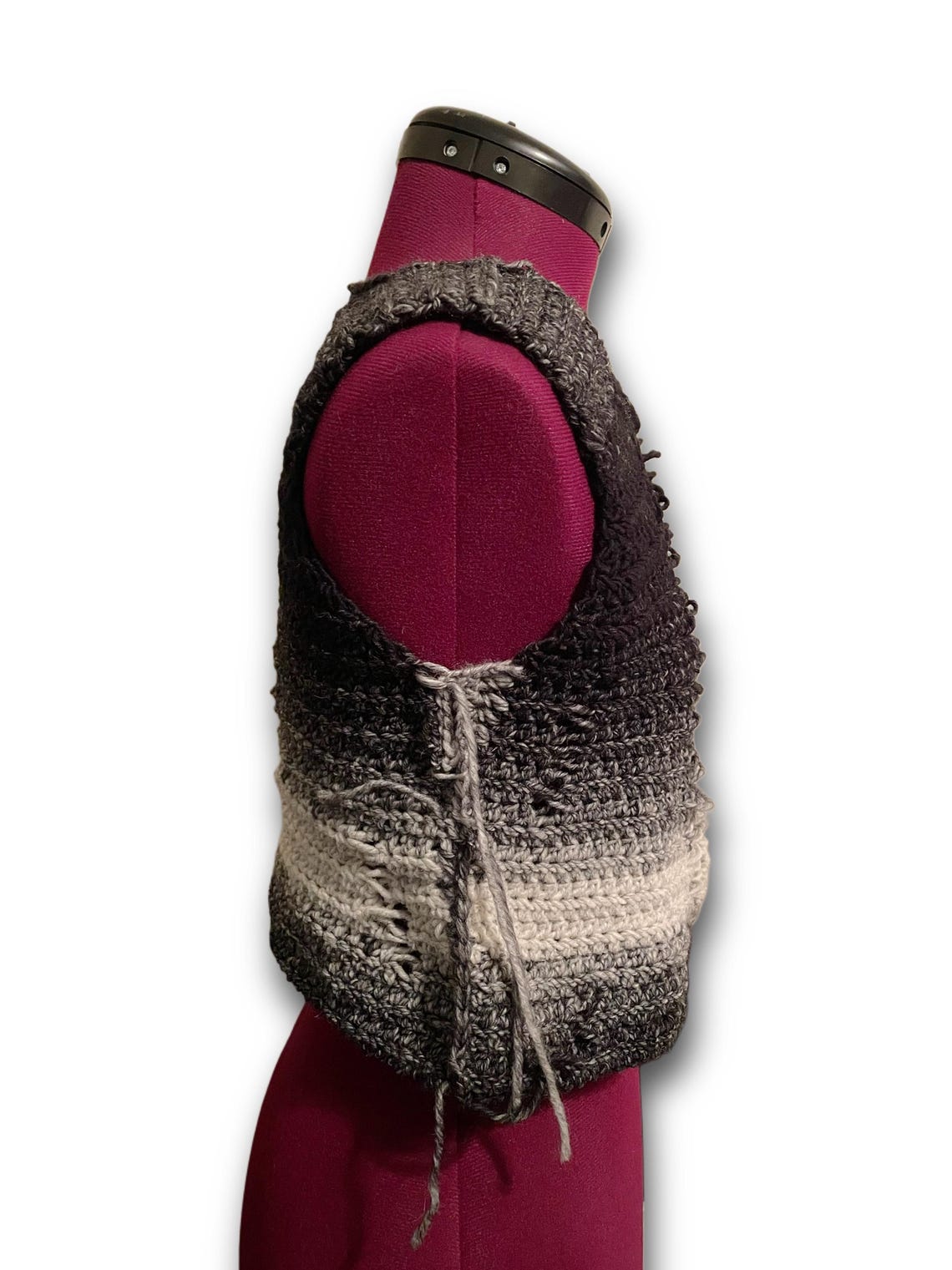 Distressed Crochet Vest With Ribcage Distress Pattern in Front [medium ...