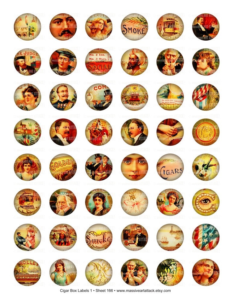 Cigar Labels . Ladies and Gents . Digital Collage Sheet 166 . 1 Inch ...