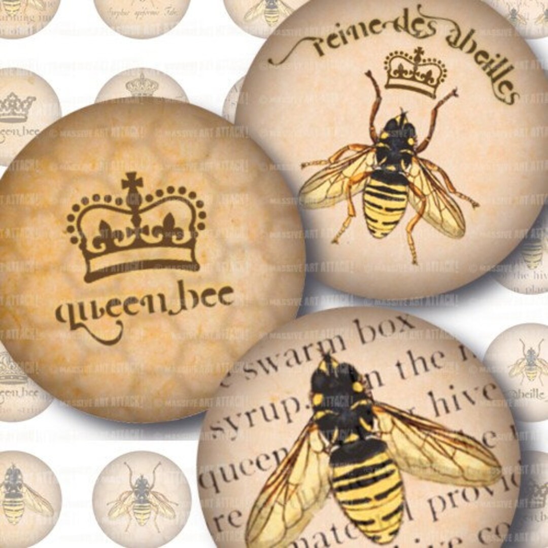 Bee Illustrations With Vintage Beekeeping Text . Digital Collage Sheet ...