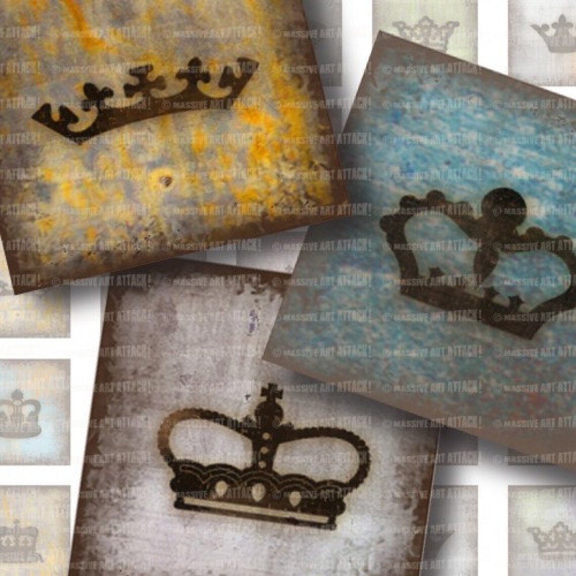 Inchies . Tattered Royal Crowns . Digital Collage Sheet 157 . 1 Inch ...