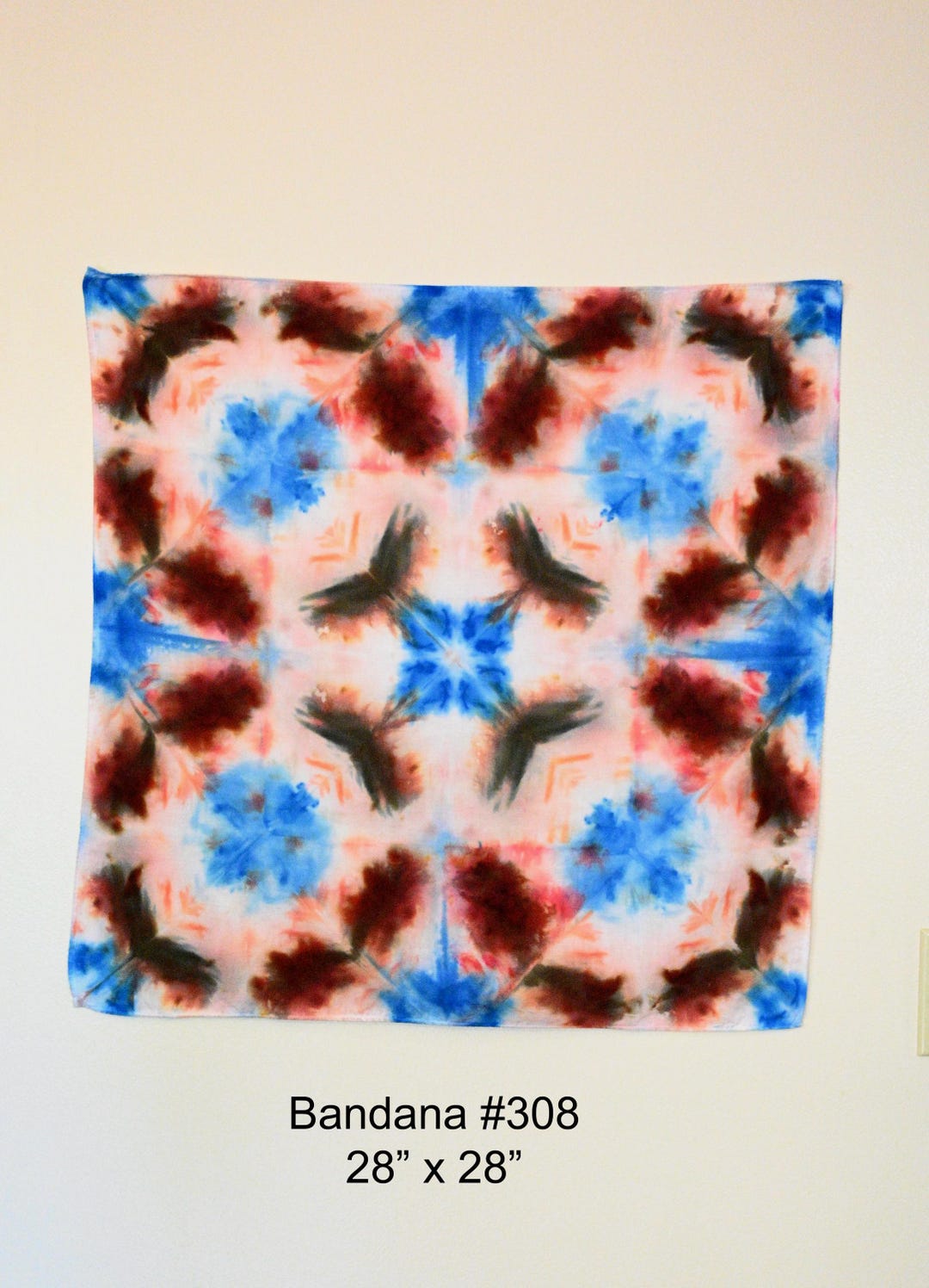 Coral Blue Shibori Ice Dyed Cotton Bandana SCARF - 23 X 23" - Etsy