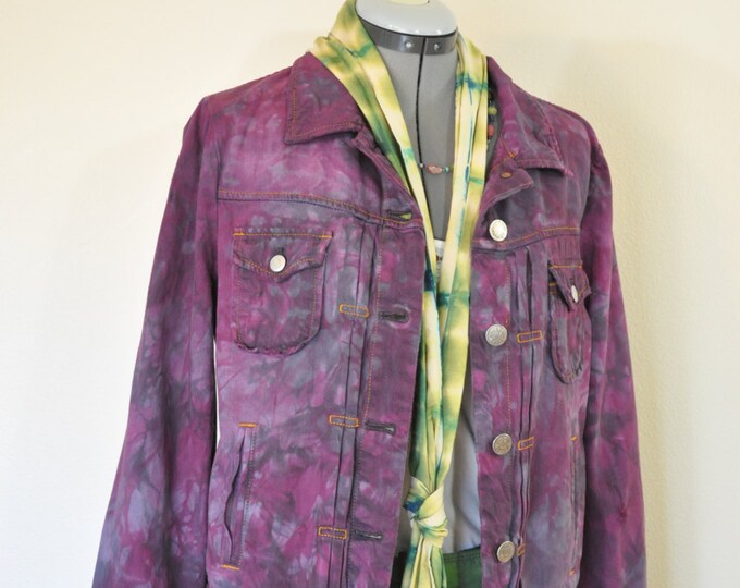 Violet Medium Denim JACKET Raspberry Purple Dyed Upcycled J - Etsy