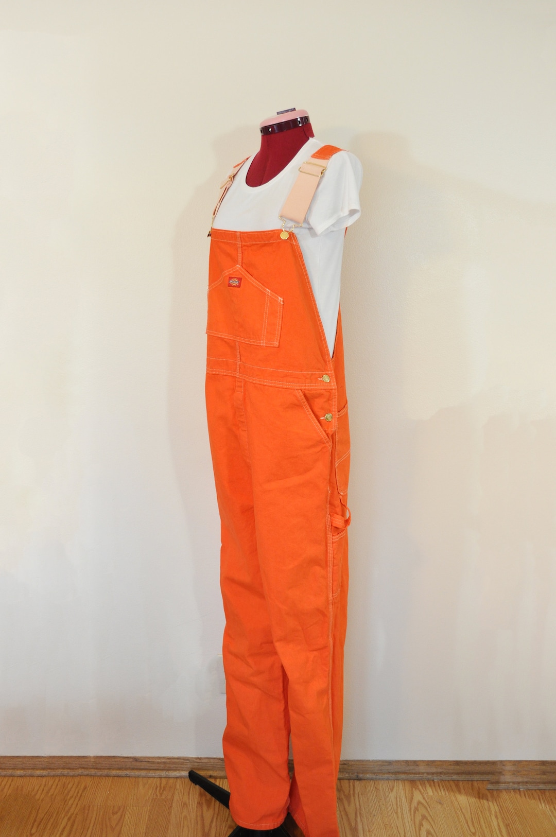 Orange Mens Large Cotton Bib OVERALL Pants - Deep Orange Dyed NEW ...