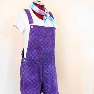 Purple Womens Jrs XL Bib OVERALL Shorts Violet Solid Dyed Upcycled No ...