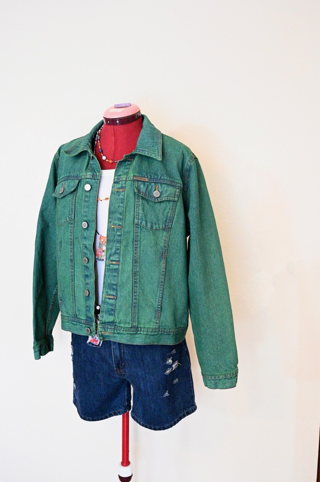 Green Dyed Adult Mens Extra Large Upcycled Calvin Klein Denim Trucker ...