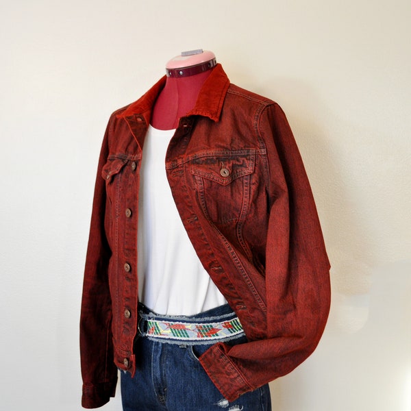 Mens Red Denim Jacket - Etsy