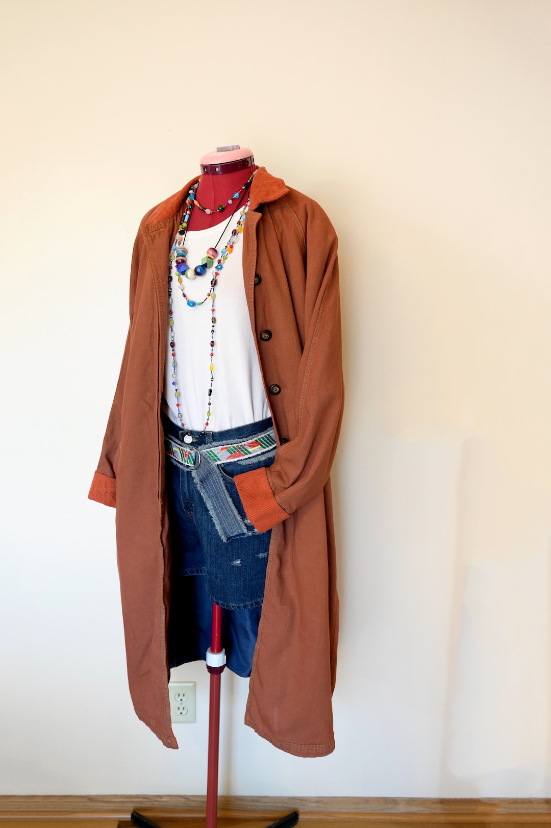 Rust Womens Large Denim JACKET - Orange Rust Dyed Upcycled Unknown ...